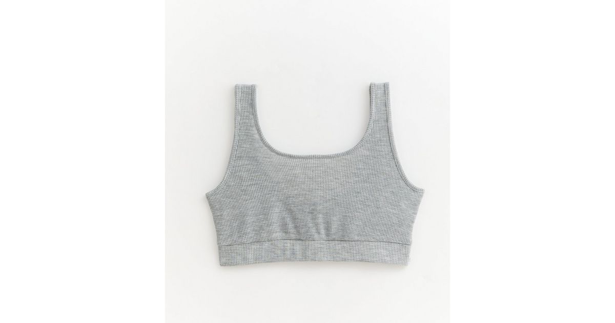 Girls Grey Waffle Bralette Top | New Look