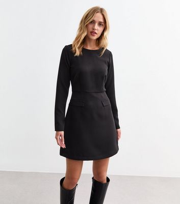 Black Faux Pocket Mini Dress | New Look