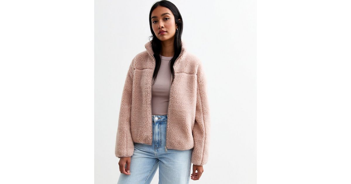 Pink Borg Zip Up Jacket | New Look