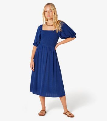 Apricot Blue Shirred Midi Dress | New Look