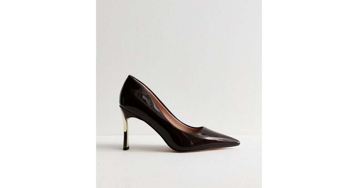 Black Patent Stiletto Heel Court Shoes New Look
