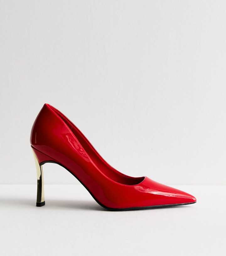Red Patent Stiletto Heel Court Shoes | New Look