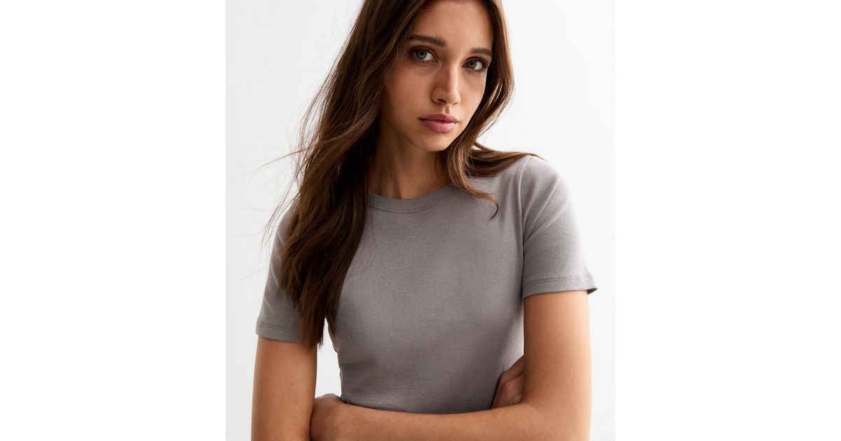 Grey Mini Cotton Cropped T-Shirt | New Look