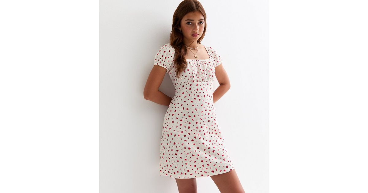 Girls Red Ditsy Floral Dress | New Look