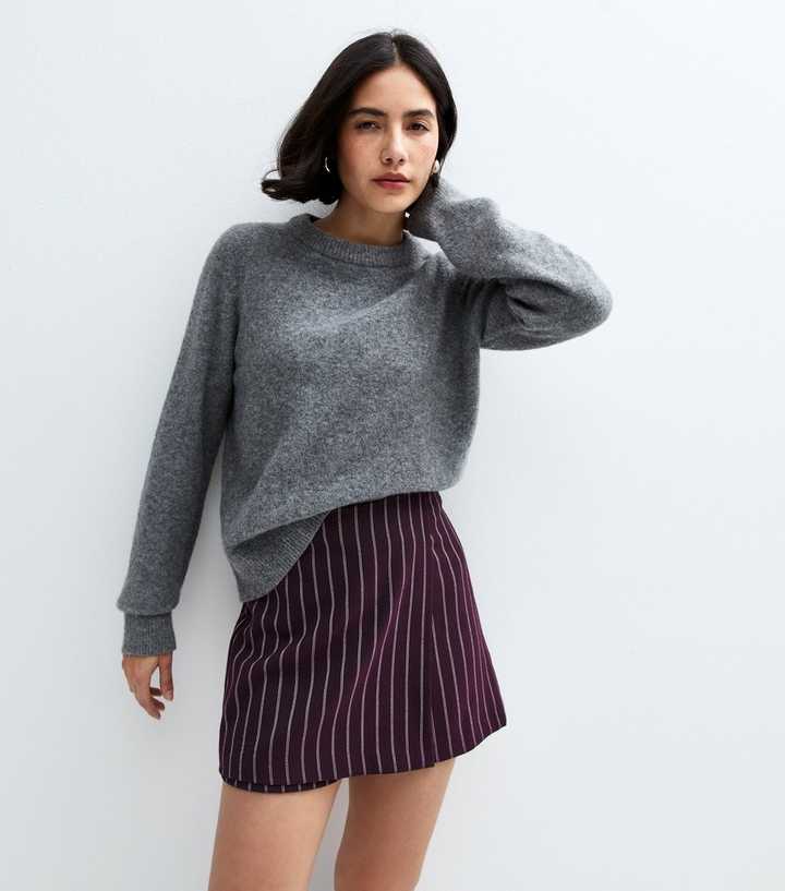 Burgundy Pinstriped Wrap Skort | New Look