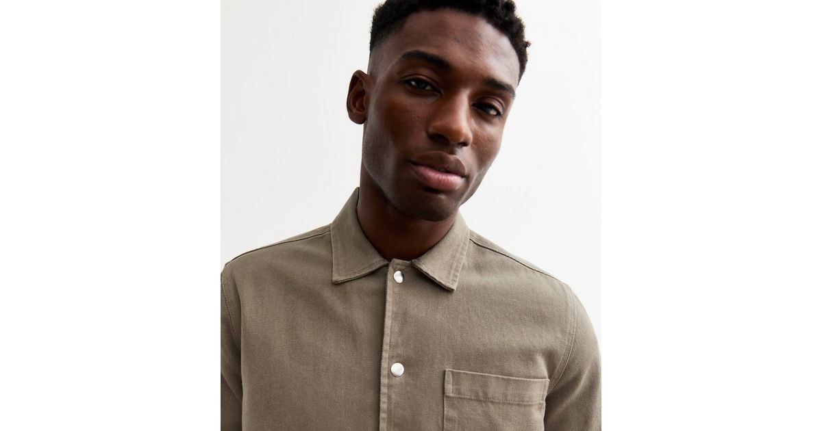 Khaki Slim Heavyweight Twill Overshirt | New Look