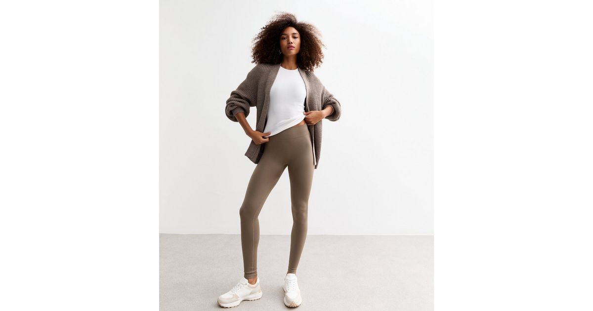 Mink Ribbed Seamless Leggings | New Look