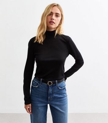 Black High Neck Long Sleeve Top | New Look