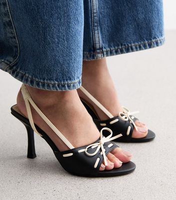 Public Desire Ambrose Black Strappy Stiletto Sandals | New Look