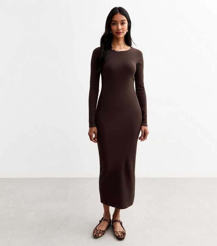 Brown Crew Neck Bodycon Midi Dress | New Look