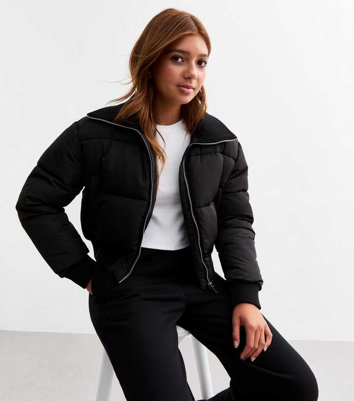 Girls Black Funnel Neck Puffer Jacket | New Look