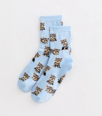 Blue Dog-Patterned Socks | New Look
