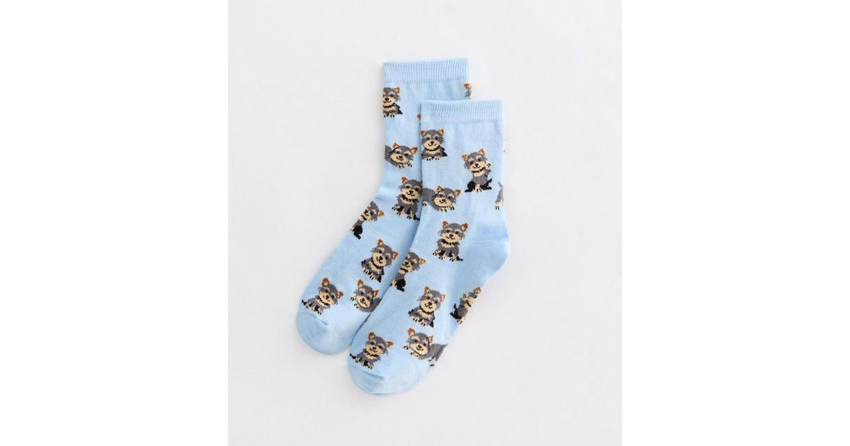 Blue Dog-Patterned Socks | New Look