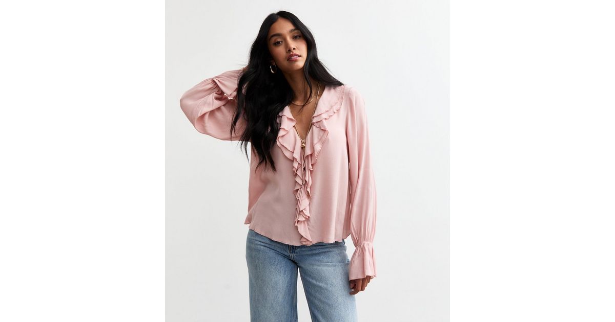 Pink Ruffle Trim Crepe Blouse | New Look