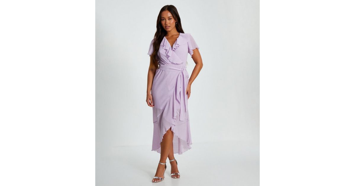 QUIZ Petite Lilac Frill Belted Maxi Dress | New Look
