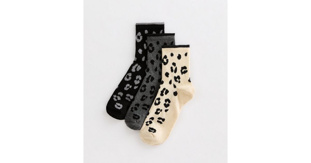 3 Pack of Leopard-Print Ankle Socks | New Look