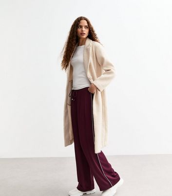 Cream Unlined Brushed One Button Longline Coat | New Look