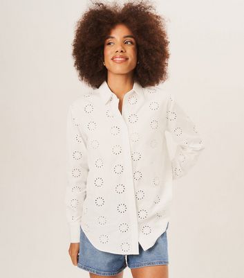 Gini London White Embroidered Cotton Shirt | New Look
