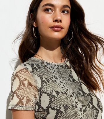 Off White Snake Print Mesh Midi Dress | New Look