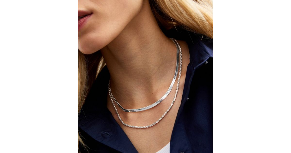Silver Tone Double Chain Necklace | New Look