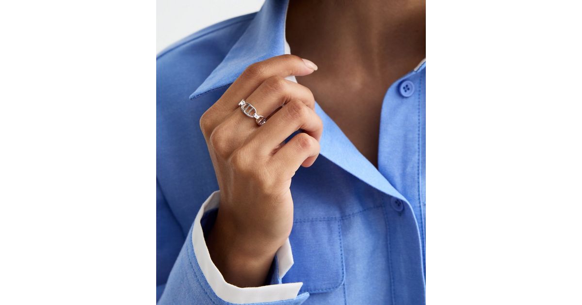 Silver Tone Link Detail Ring | New Look