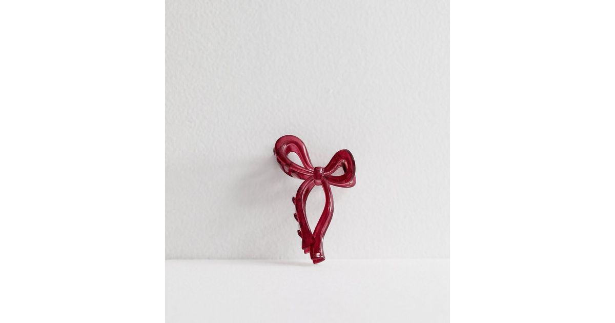 Red Transparent Bow Hair Claw Clip | New Look