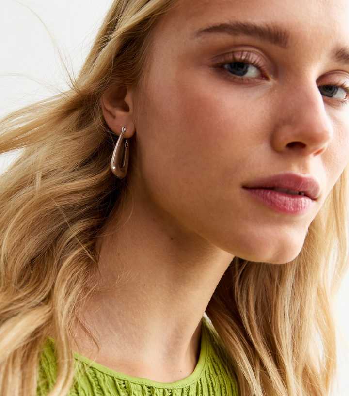 Silver Tone Triangle Hoop Earrings | New Look