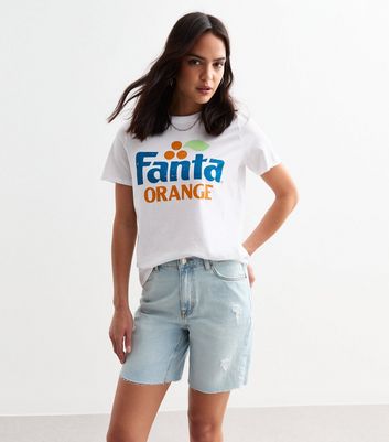 White Fanta Graphic Print Oversized T-Shirt | New Look