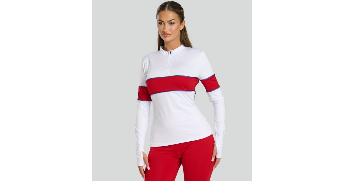 South Beach White Striped Half Zip Sports Top | New Look