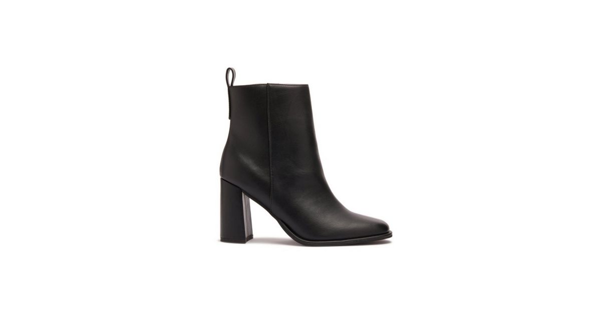 London Rebel Black Faux Leather Heel Ankle Boots | New Look