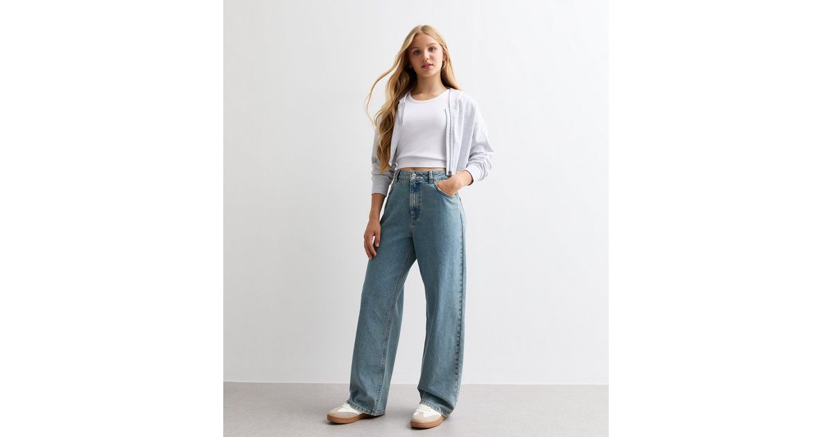 Girls Blue Tinted Wide Leg Jeans | New Look