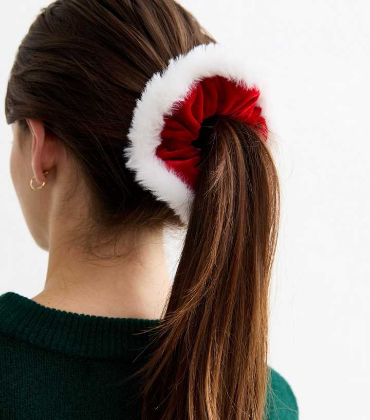 Santa Hair Bun AWAYTR Christmas Gift Furry Hair Claw Hairpin Santa