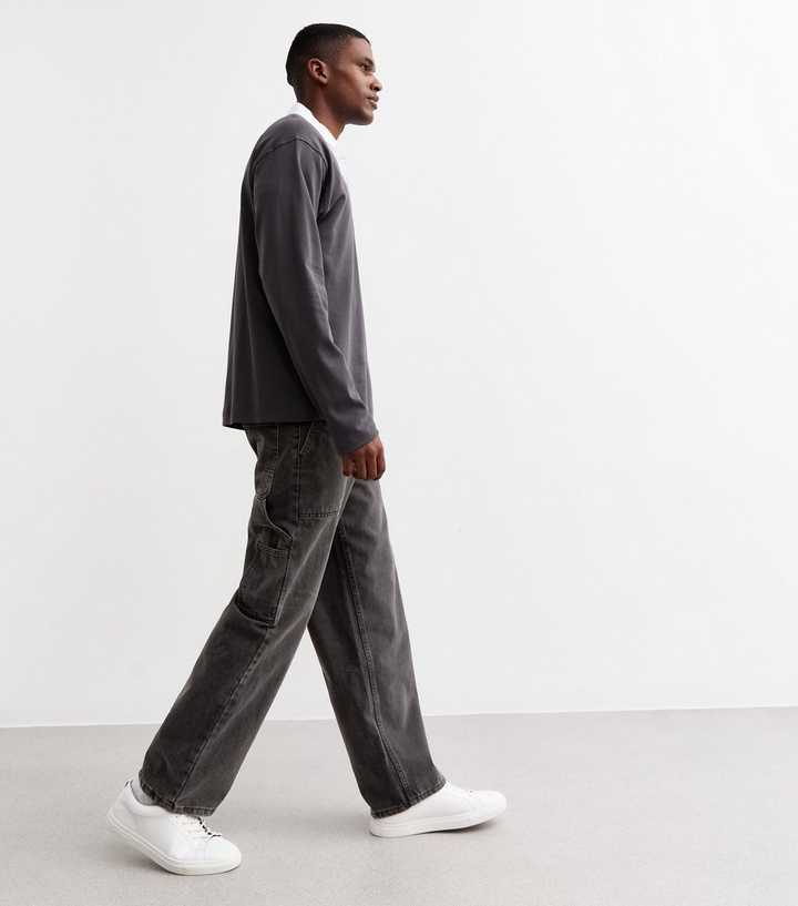 Washed Black Relaxed Carpenter Jeans | New Look