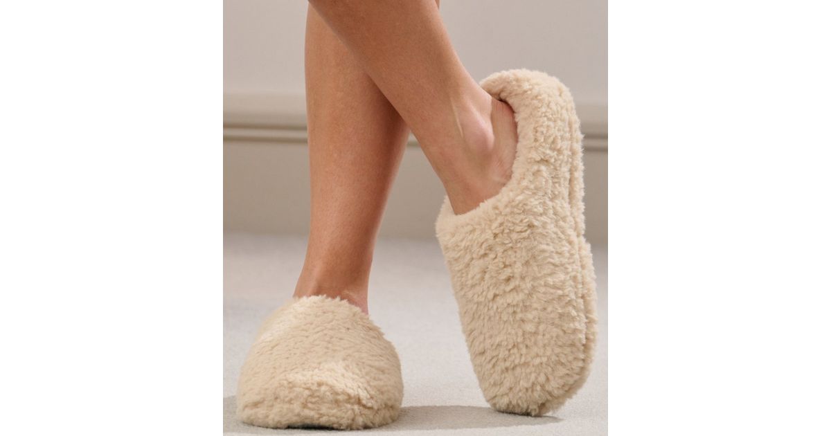 Loungeable Cream Fluffy Mule Slippers | New Look