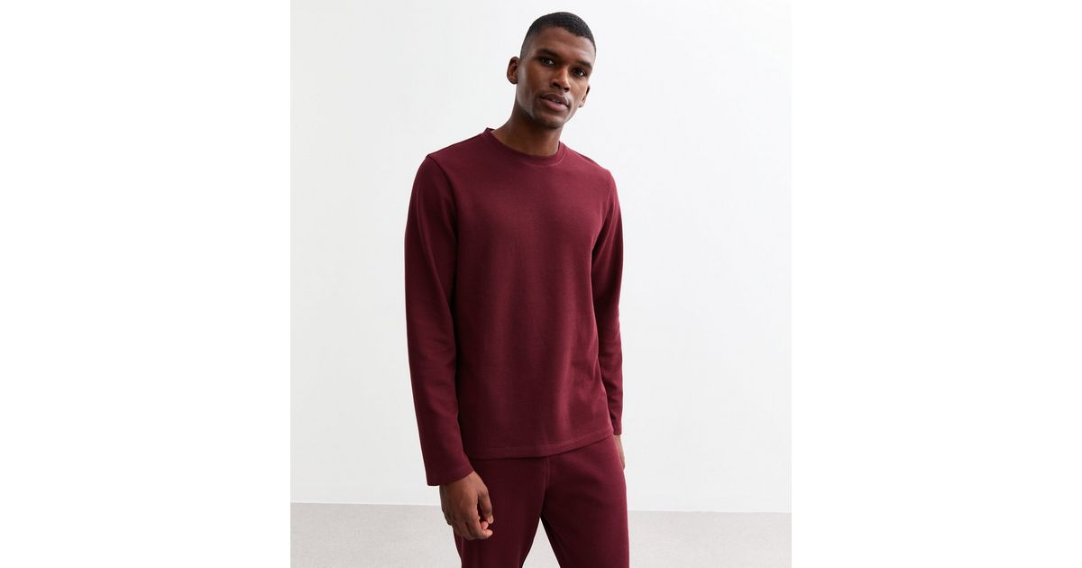 Red Regular Fit Waffle Jersey Long Sleeve Top | New Look