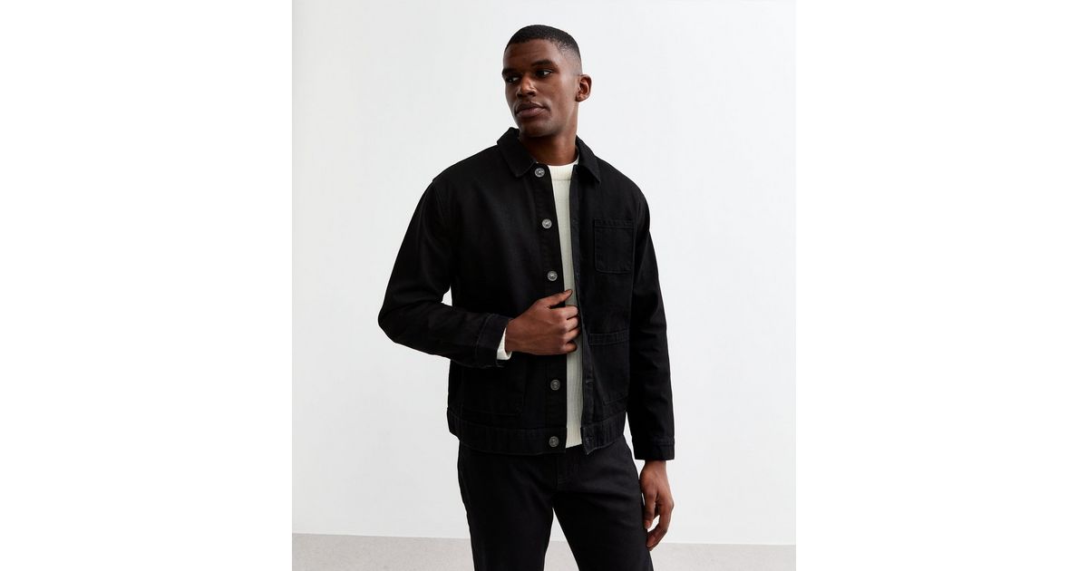 Black Regular Point Collar Denim Shacket | New Look