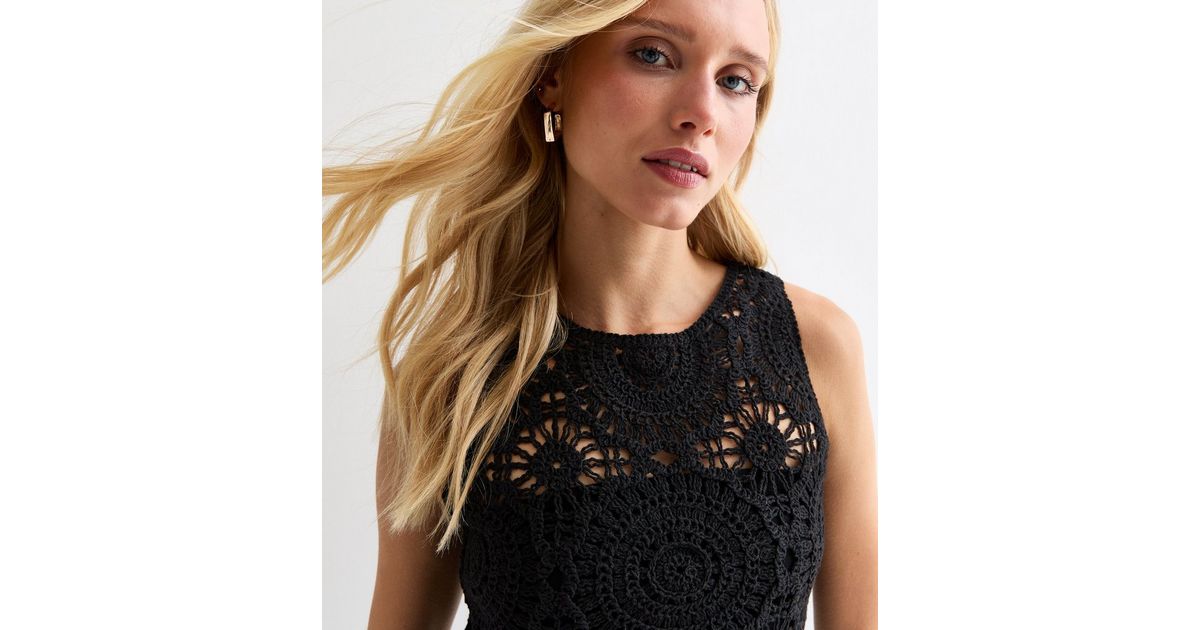 Black Crochet Vest Top | New Look