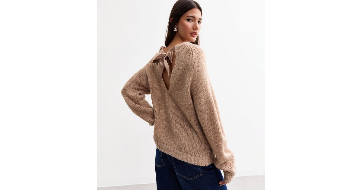 Pink Sparkle Bow Back Jumper | New Look