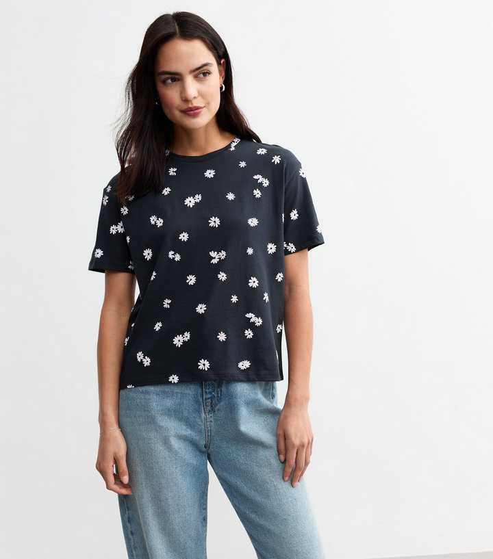 Blue Floral Boxy T-Shirt | New Look