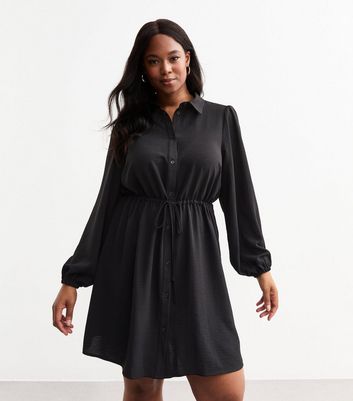 Curves Black Drawstring Waist Mini Dress | New Look