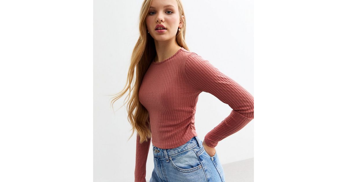 Girls Deep Pink Ribbed Pointelle Top | New Look