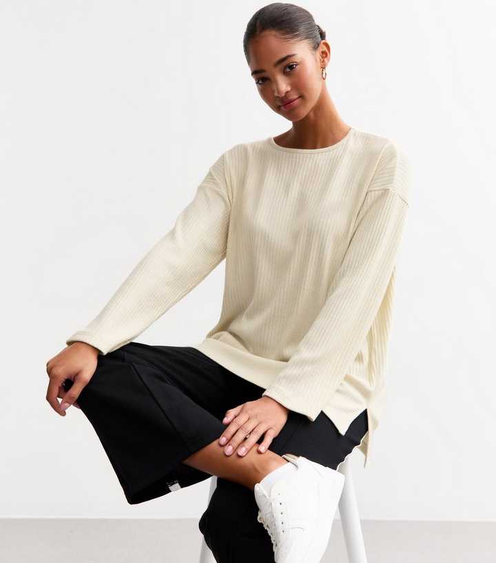 Cream Sparkle Soft Touch Top | New Look