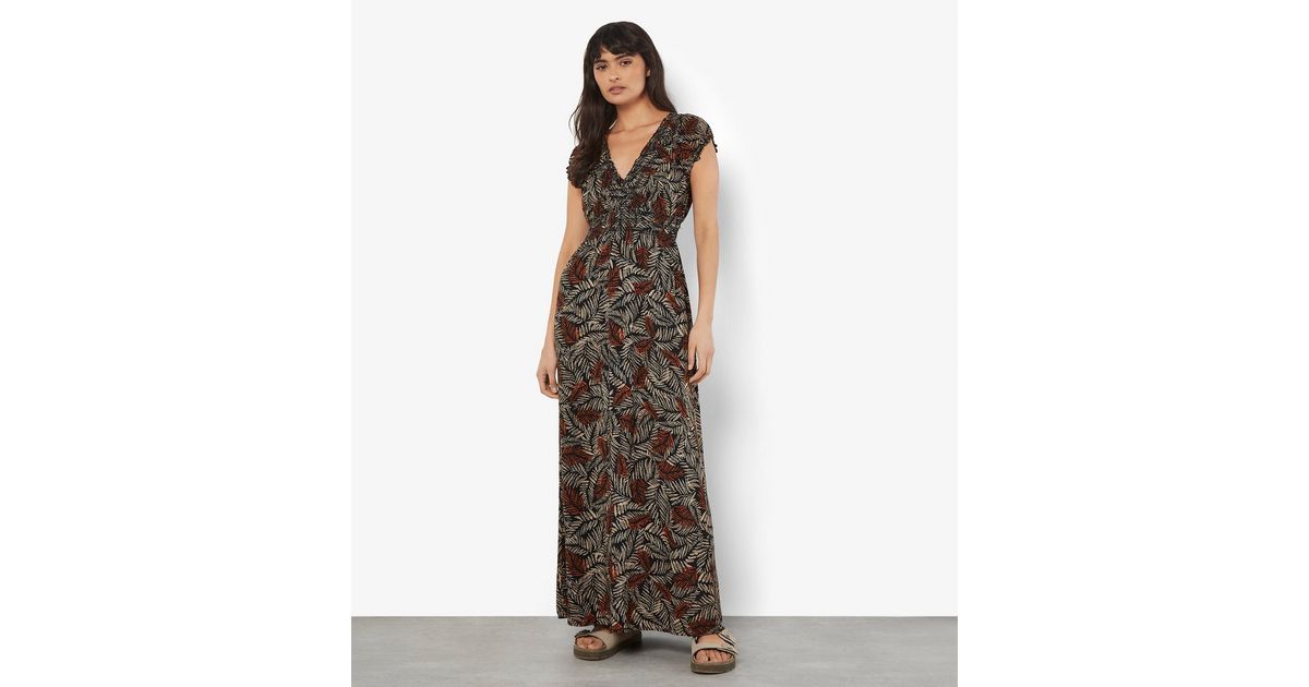 Apricot Rust Leaf Print Maxi Smock Dress | New Look
