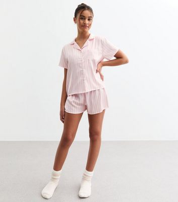Girls Pink Striped Satin Pyjamas | New Look