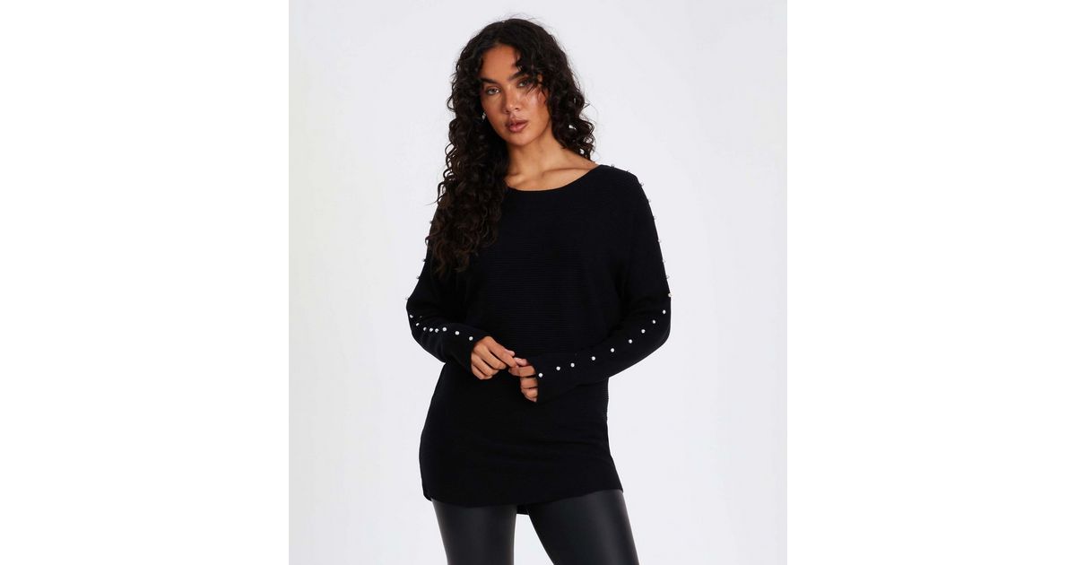 QUIZ Black Ribbed Knit Batwing Jumper | New Look