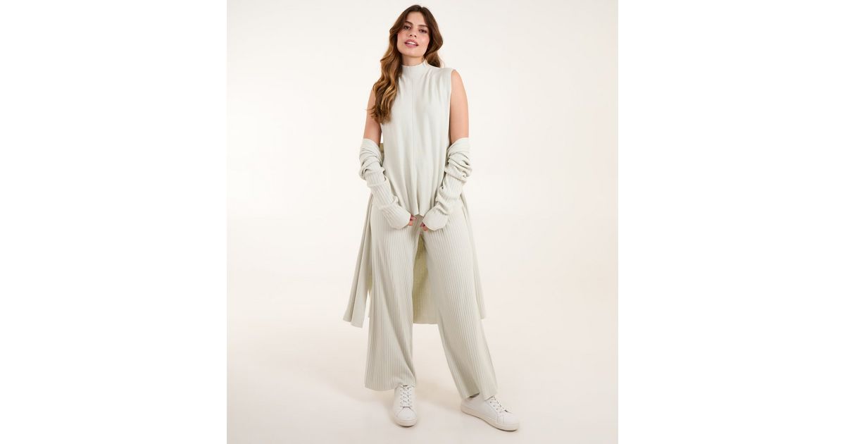 Blue Vanilla Grey 3-Piece Trouser Cardigan Set | New Look