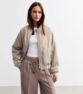 Grey Baseball Collar Bomber Jacket | New Look