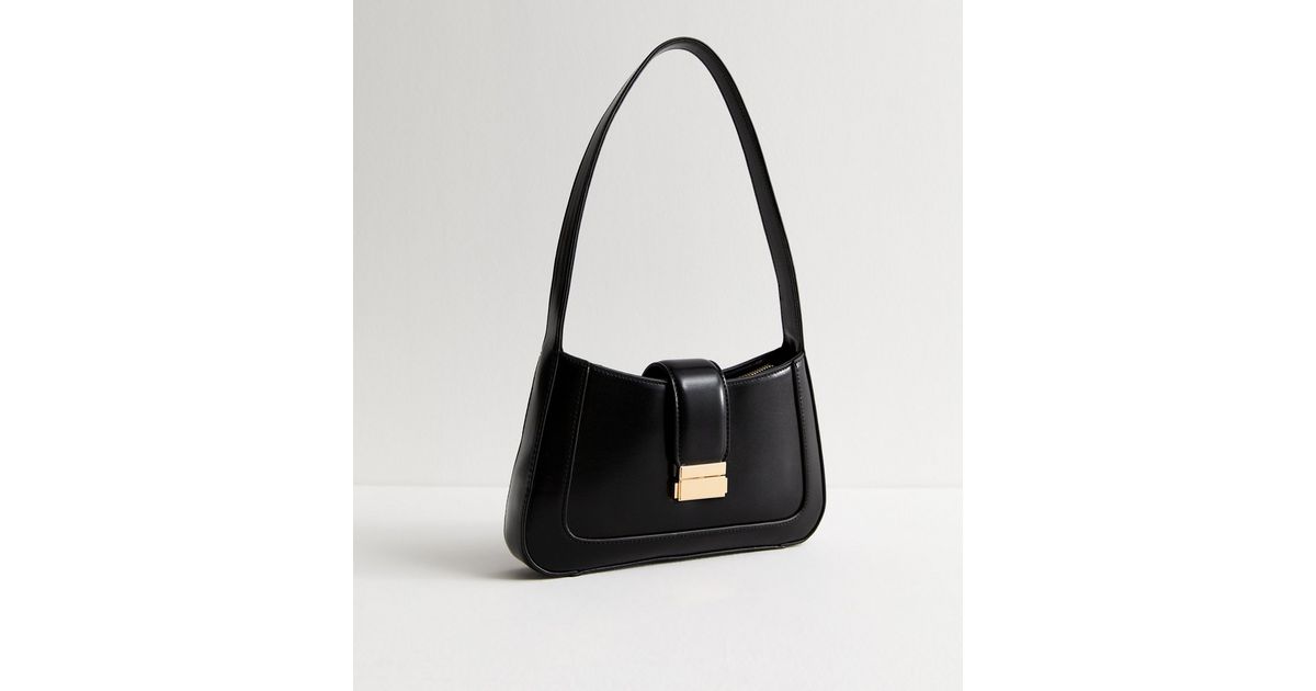 Black Lock Clasp Shoulder Bag | New Look