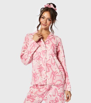 Skinnydip Pink Woven Bow Print Pyjama Set | New Look