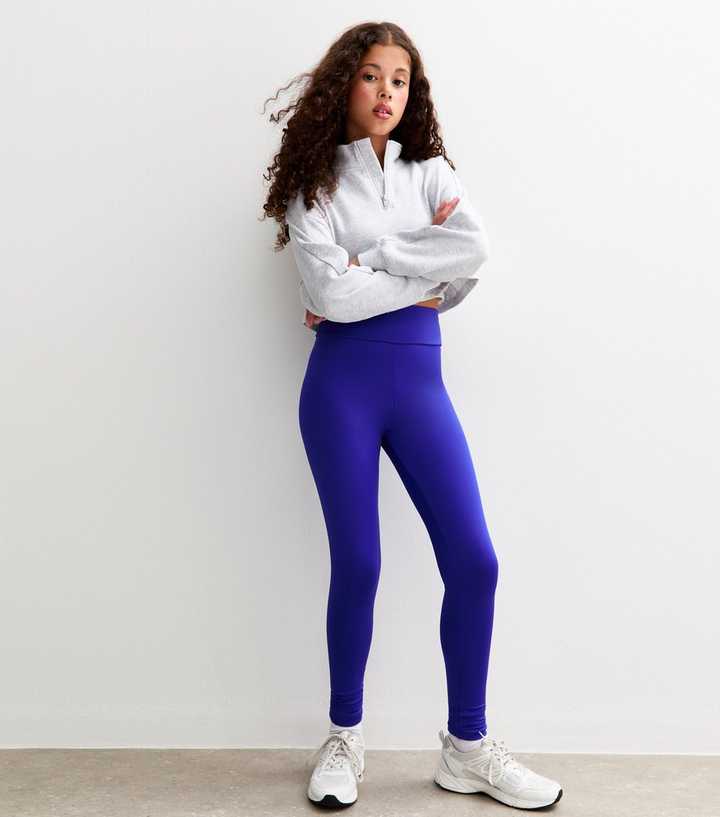Girls Blue High Waist Sports Leggings | New Look